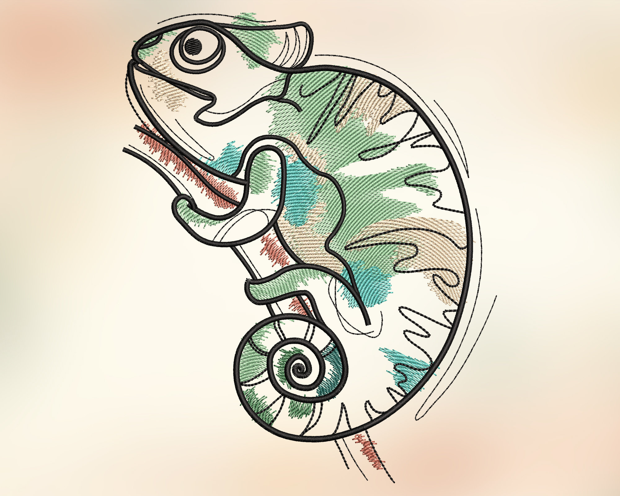 Chameleon Embroidery Design Machine Embroidery Design | Etsy