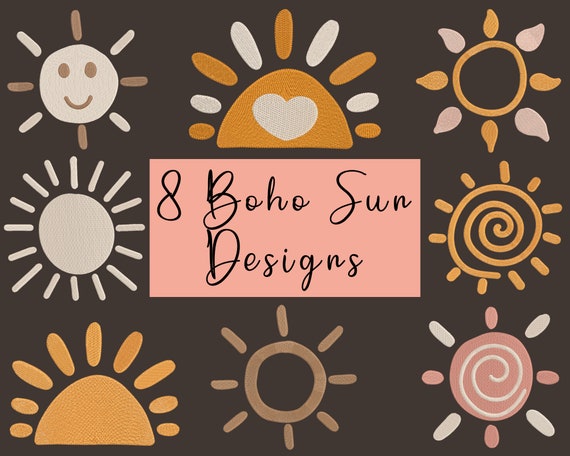 8 Boho Sun Embroidery Designs Machine Embroidery Designs | Etsy