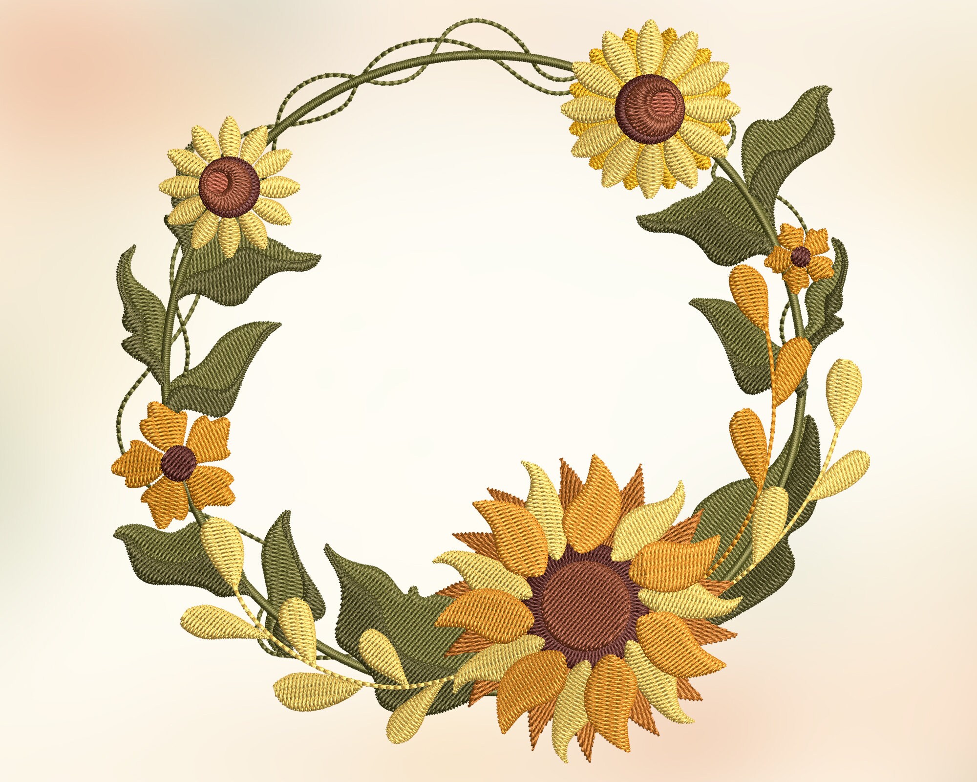 8 Sunflower Wreath Embroidery Designs Machine Embroidery - Etsy