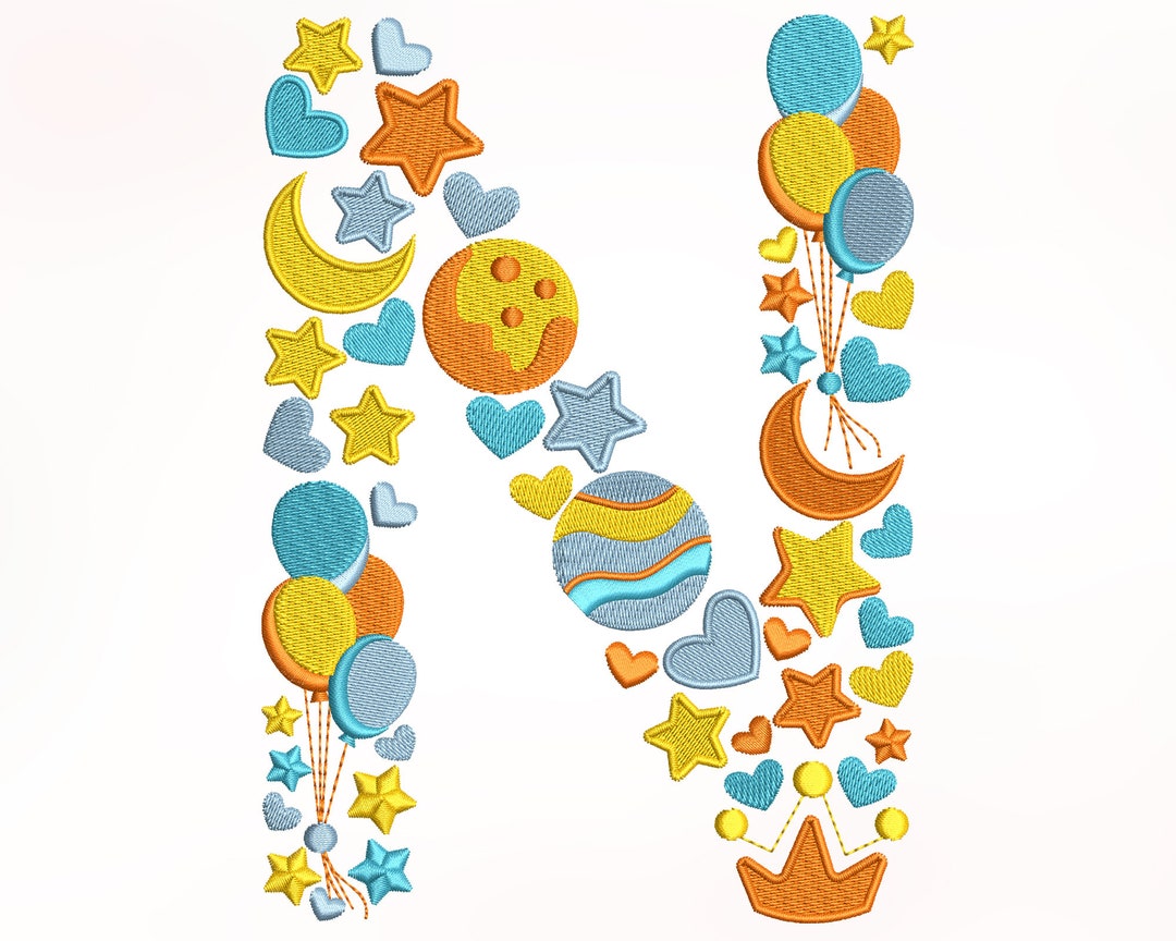 Flower Alphabet Letter N Embroidery Design, Machine Embroidery Design ...