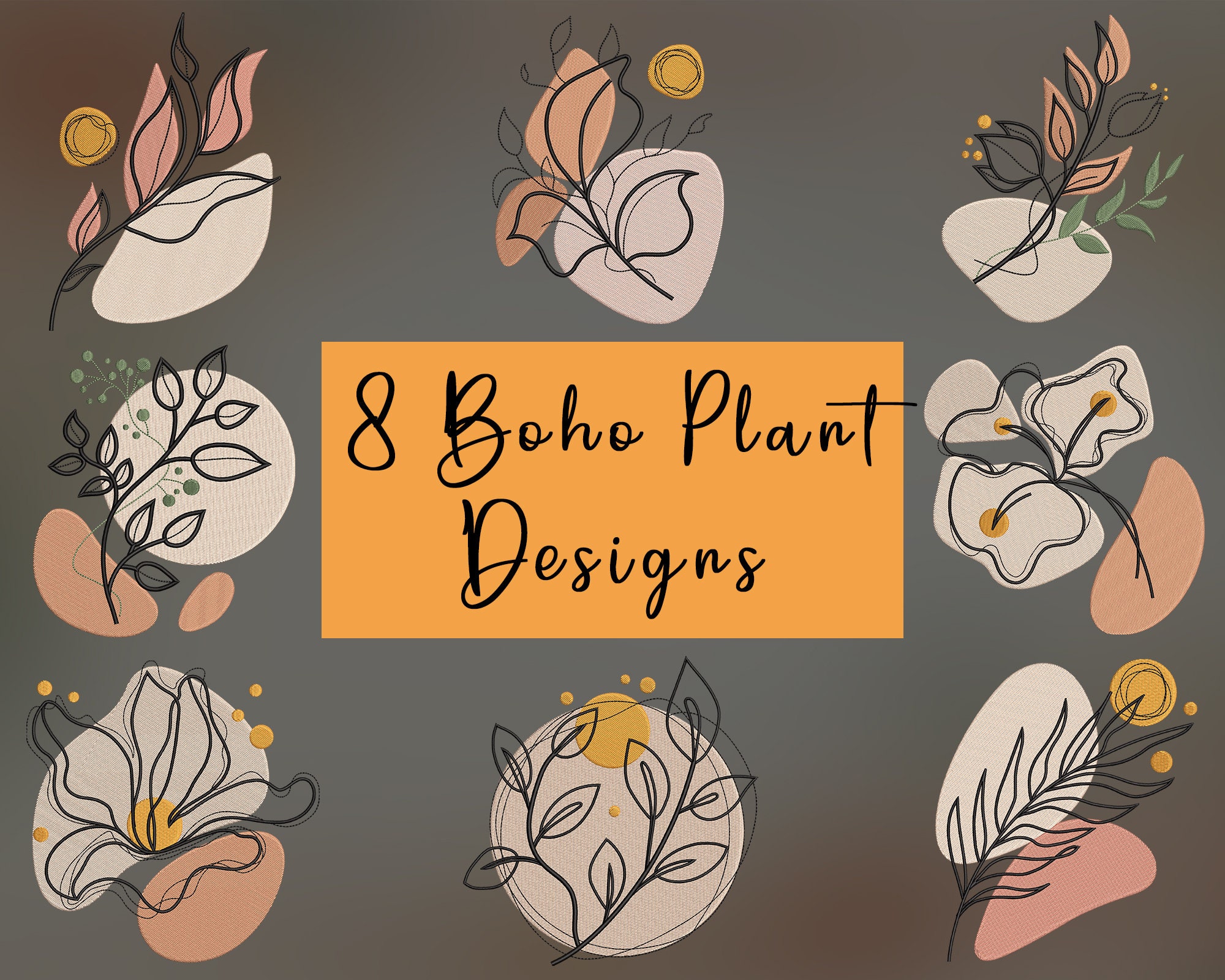 8 Boho Plant Embroidery Designs Machine Embroidery Designs - Etsy