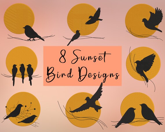 8 Sunset Bird Embroidery Designs Machine Embroidery Designs - Etsy