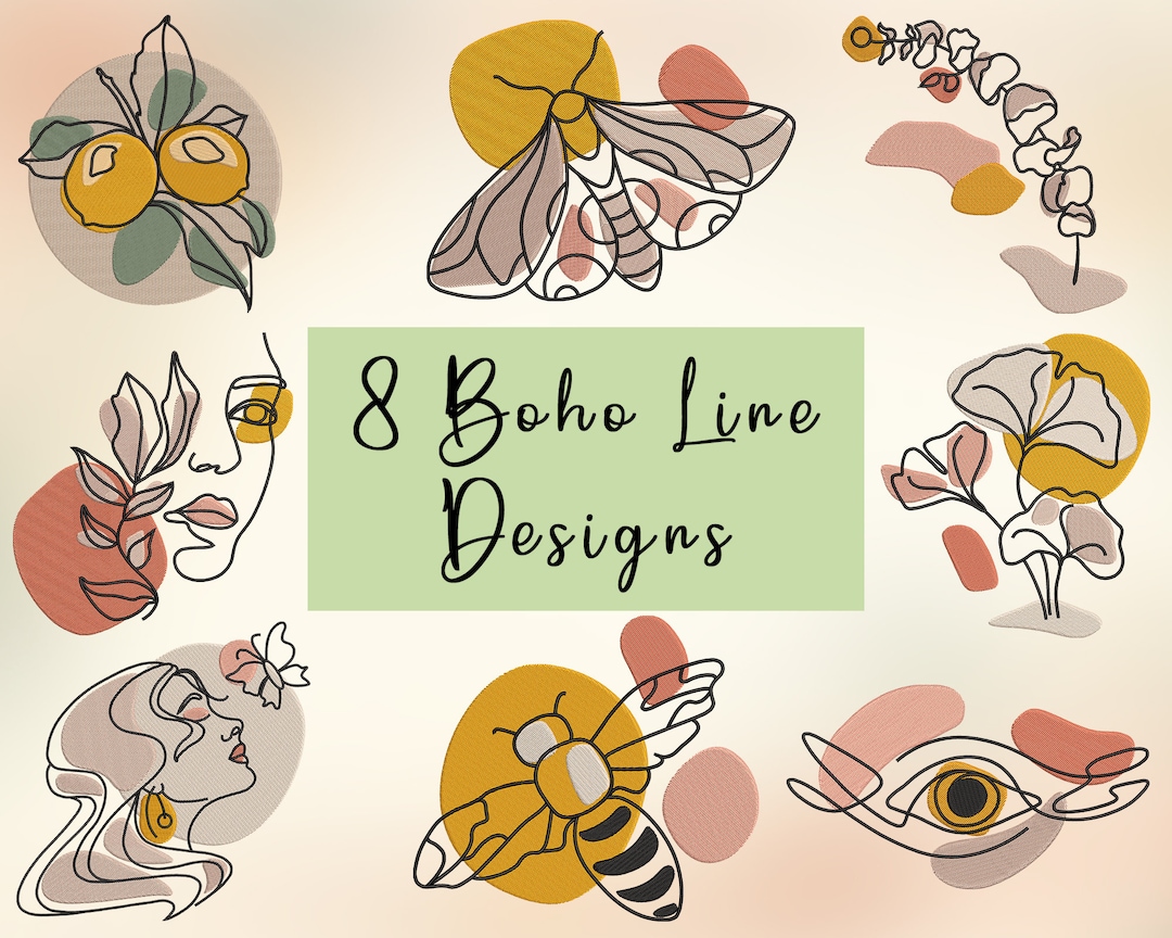 8 Boho Line Embroidery Designs, Machine Embroidery Designs, Embroidery ...