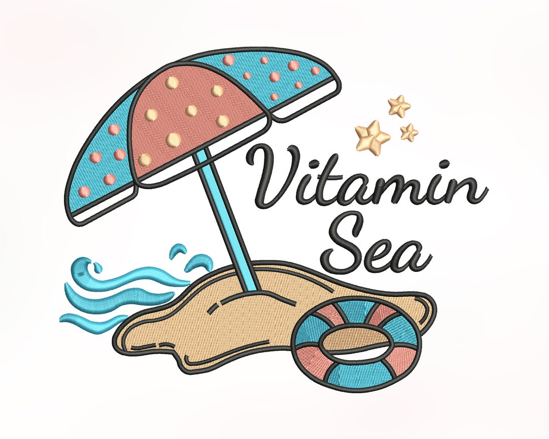 Beach Umbrella Quote Embroidery Design, Machine Embroidery Design ...