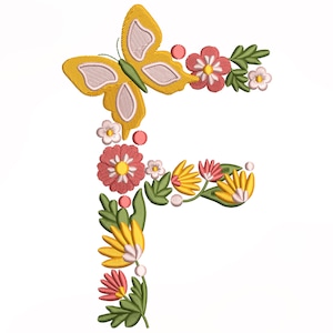 Flower Alphabet Letter F Embroidery Design, Machine Embroidery Design ...