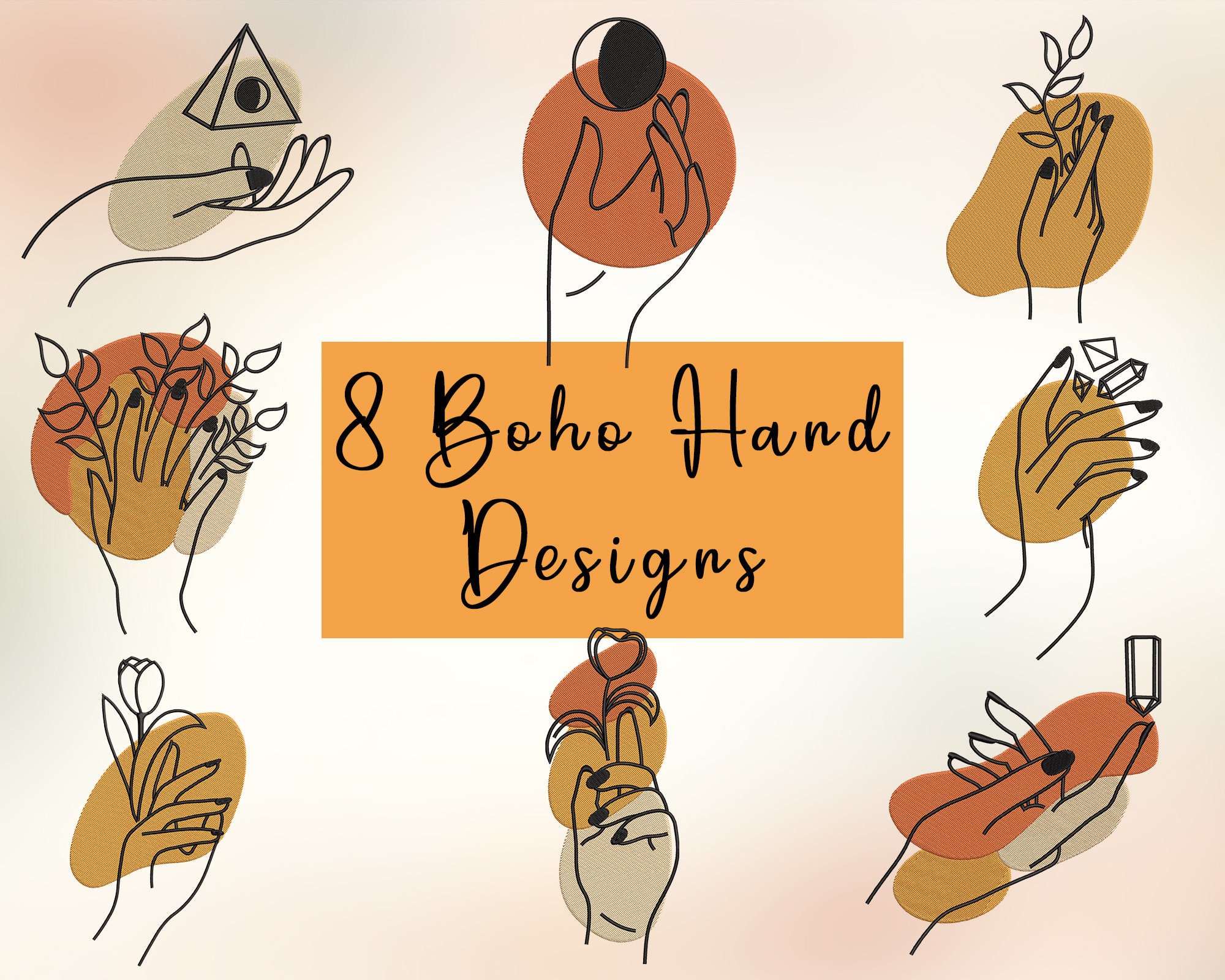 8 Boho Hand Embroidery Designs Machine Embroidery Designs | Etsy