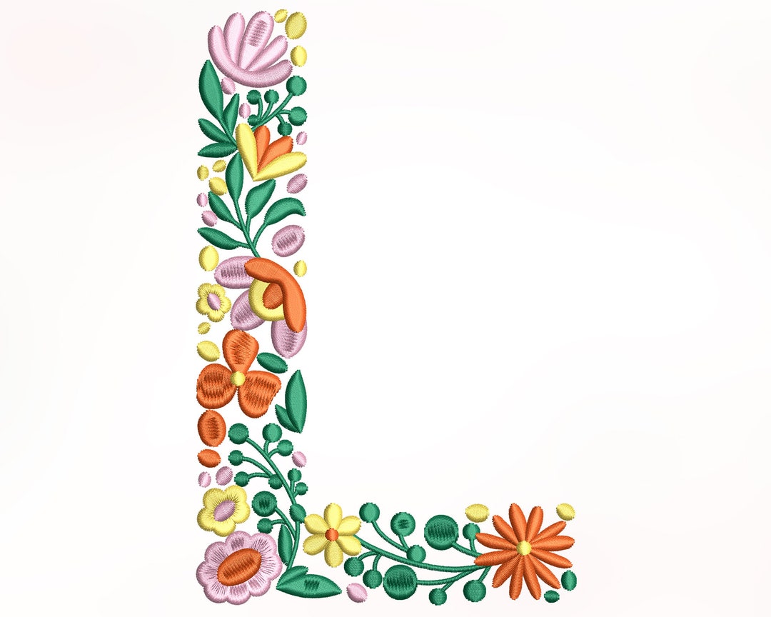 Flower Alphabet Letter L Embroidery Design, Machine Embroidery Design ...
