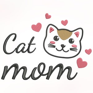 Cat Mom Quote Embroidery Design, Machine Embroidery Design, Embroidery ...