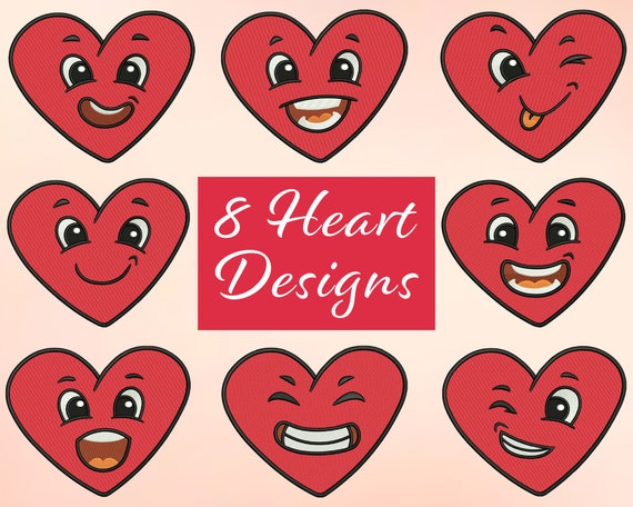 8 Heart Embroidery Designs Machine Embroidery Designs | Etsy