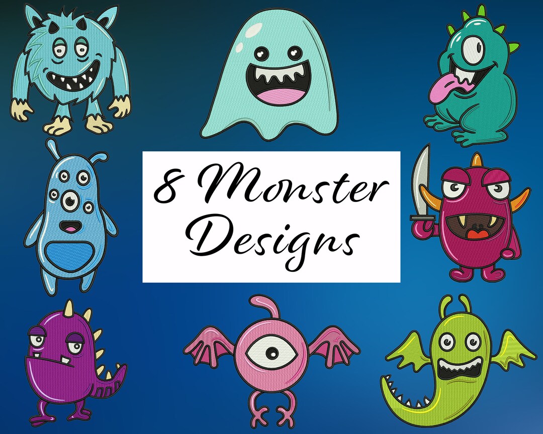 8 Monster Embroidery Designs, Machine Embroidery Designs, Embroidery ...