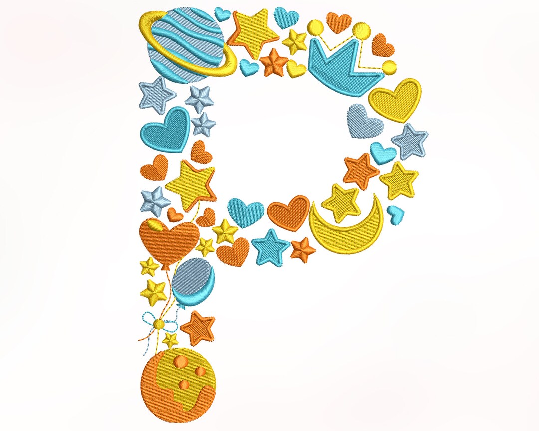 Flower Alphabet Letter P Embroidery Design, Machine Embroidery Design ...