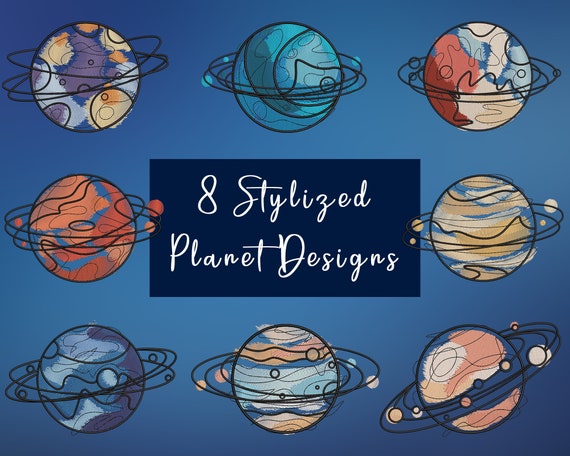 8 Stylized Planet Embroidery Designs Machine Embroidery - Etsy