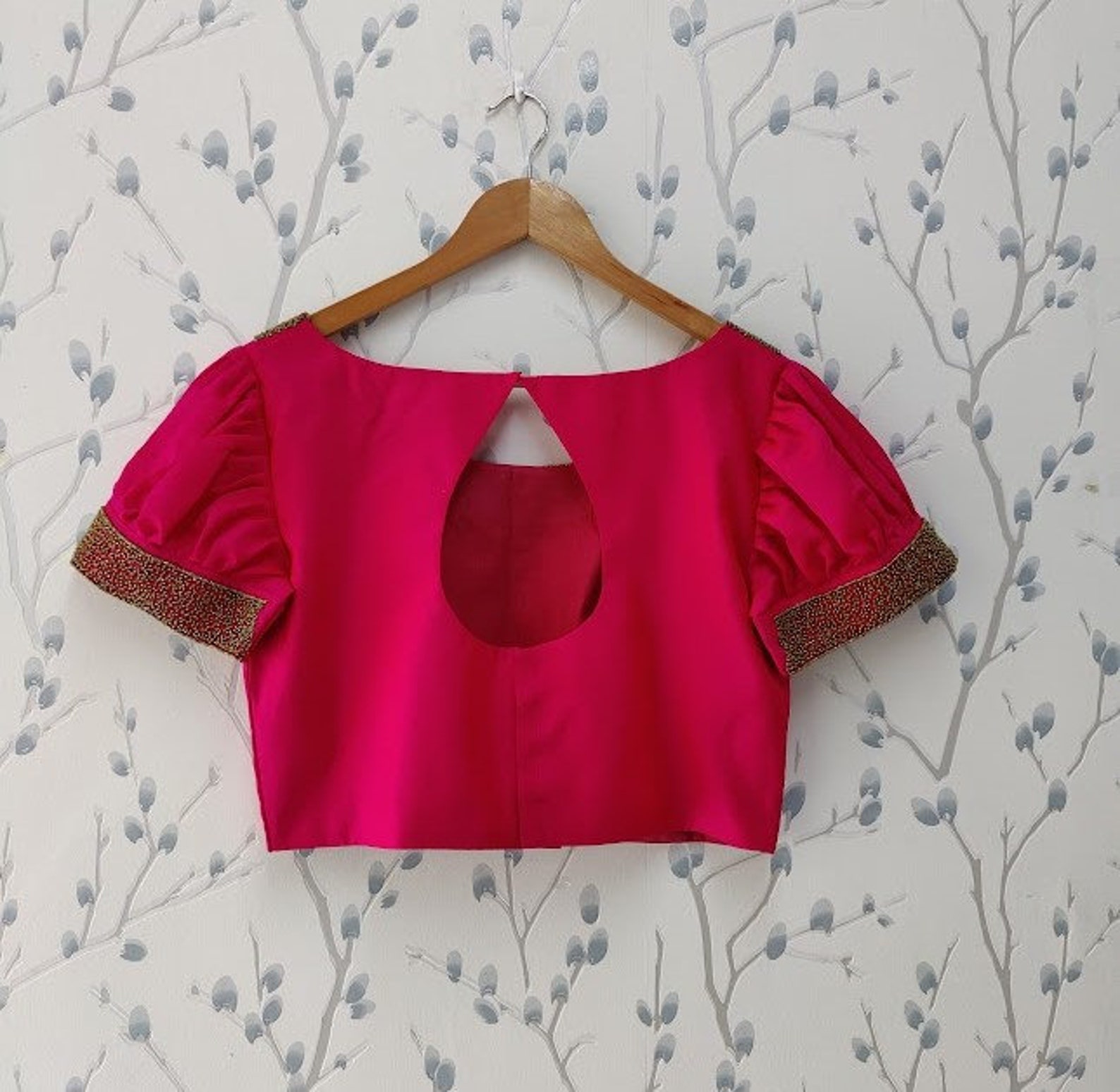 Designer Handmade Pink Color Premium Silk Blouse With Puff - Etsy