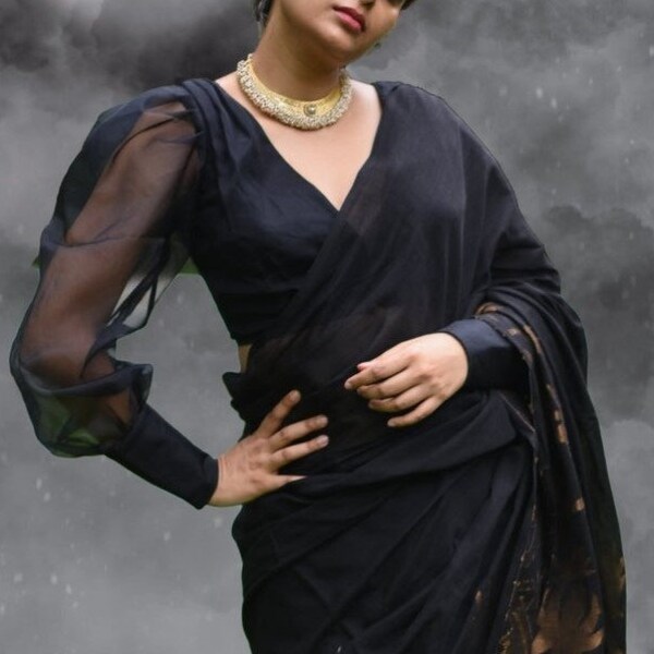 Ready Made Saree Blouse Black - Etsy