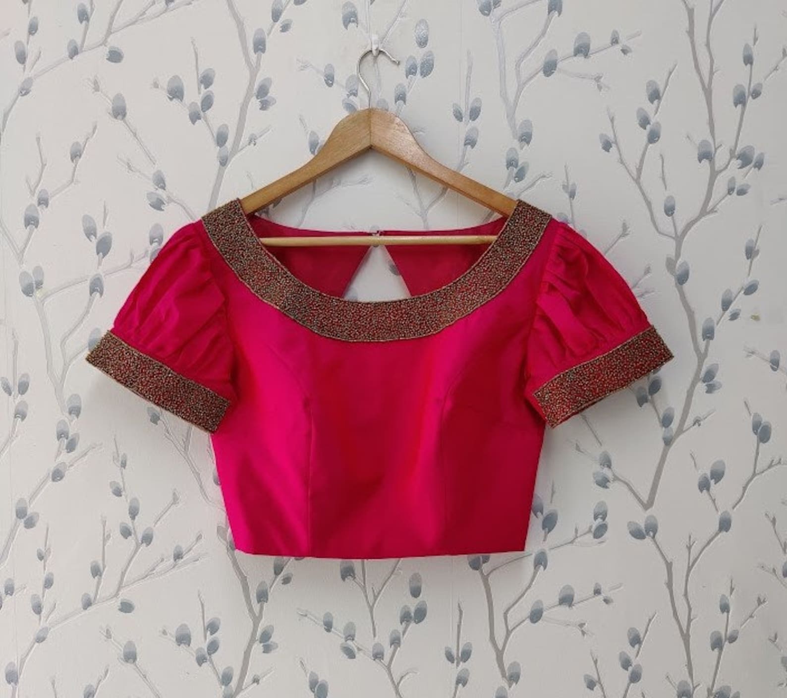 Designer Handmade Pink Color Premium Silk Blouse With Puff - Etsy