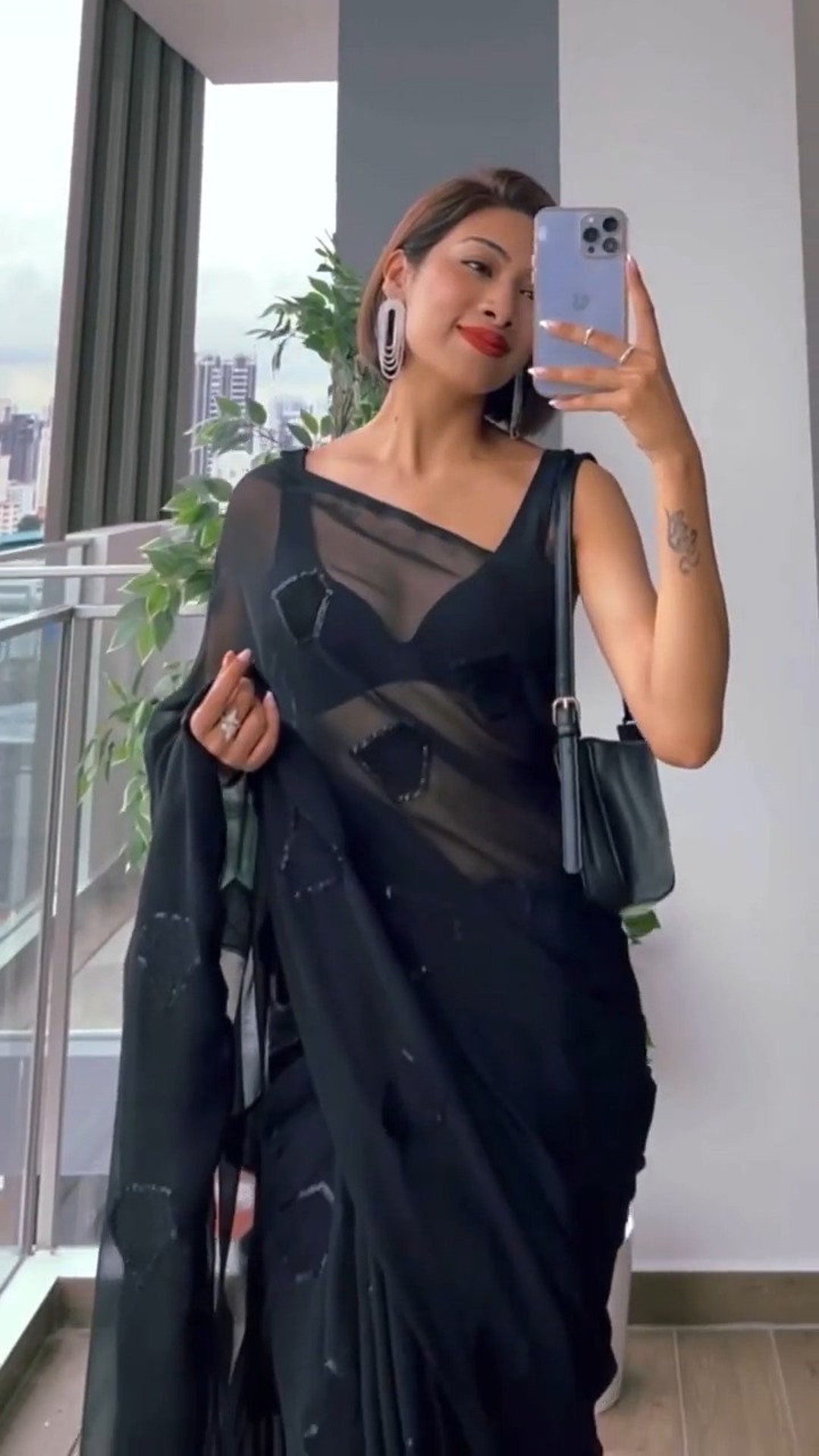 Buy Isha Bohra Wear Bollywood Style Premium Georgette Black Color ...