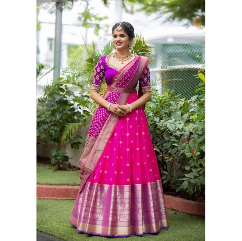 Designer Exclusive Pure Kanjivaram Silk Half Saree Lehenga - Etsy