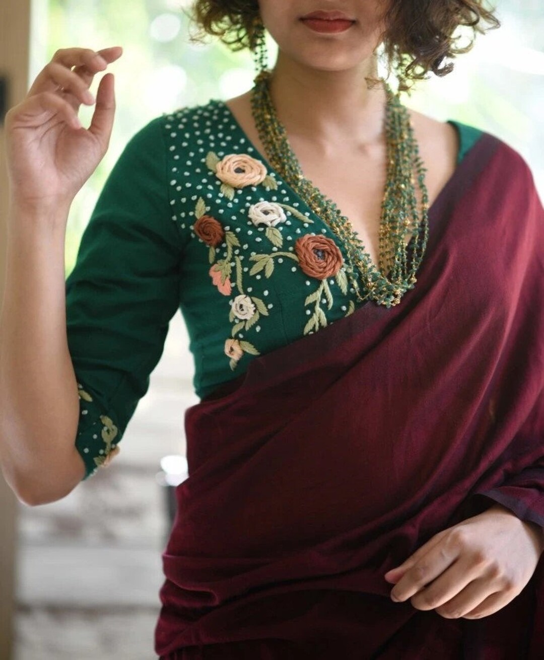Designer Multi Color Cotton Blouse for Women With Handmade Embroidery ...