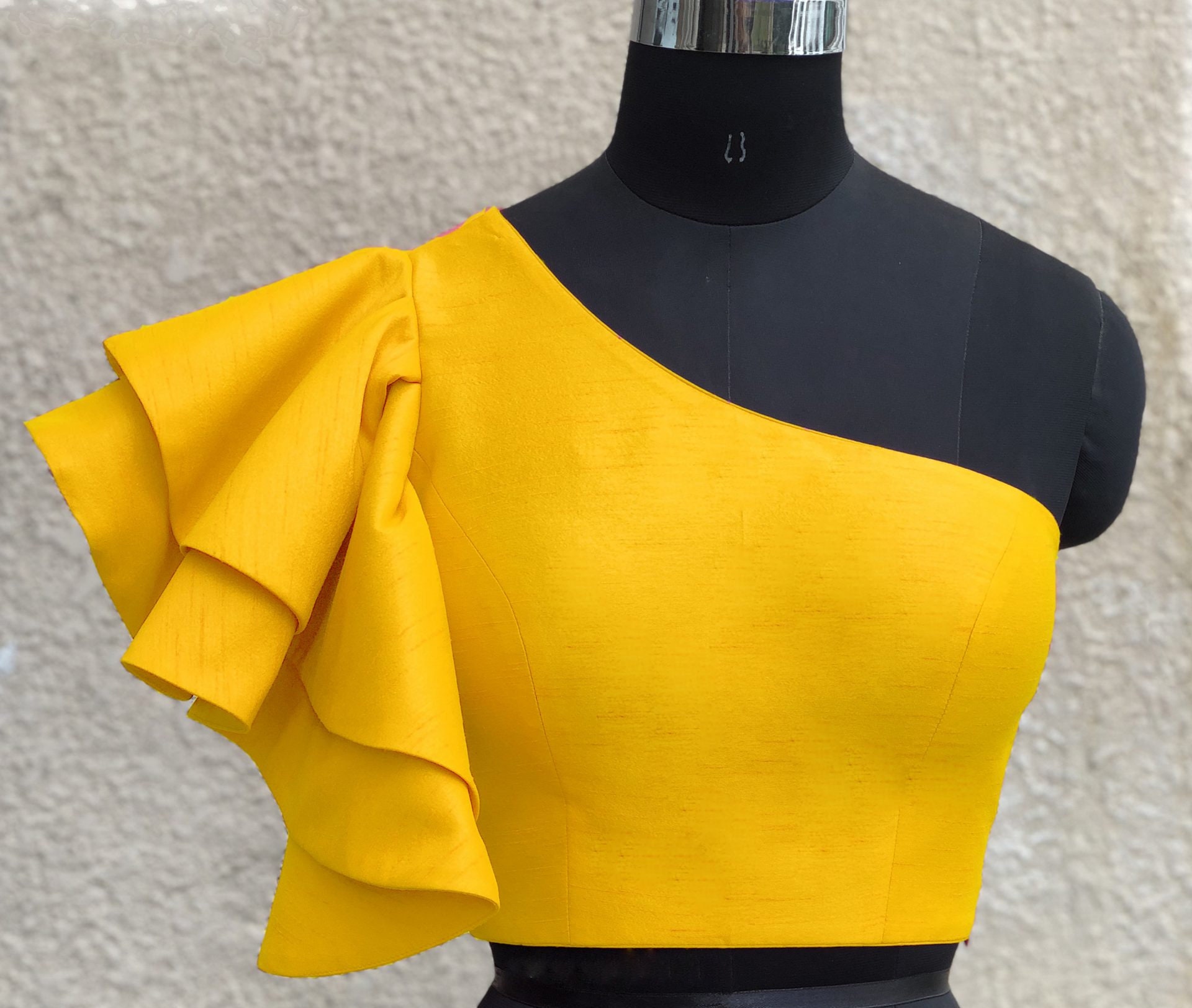 Designer Handmade Premium Raw Silk One Shoulder Ruffle Sleeves | Etsy