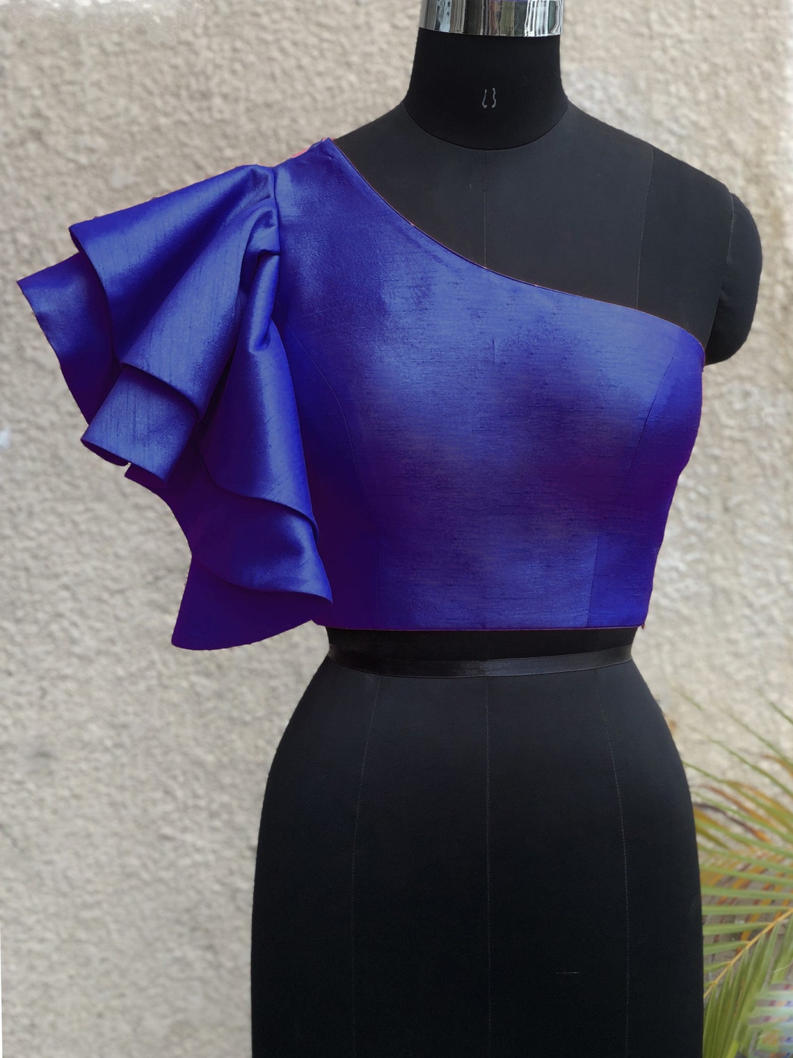 Designer Handmade Premium Raw Silk One Shoulder Ruffle Sleeves | Etsy