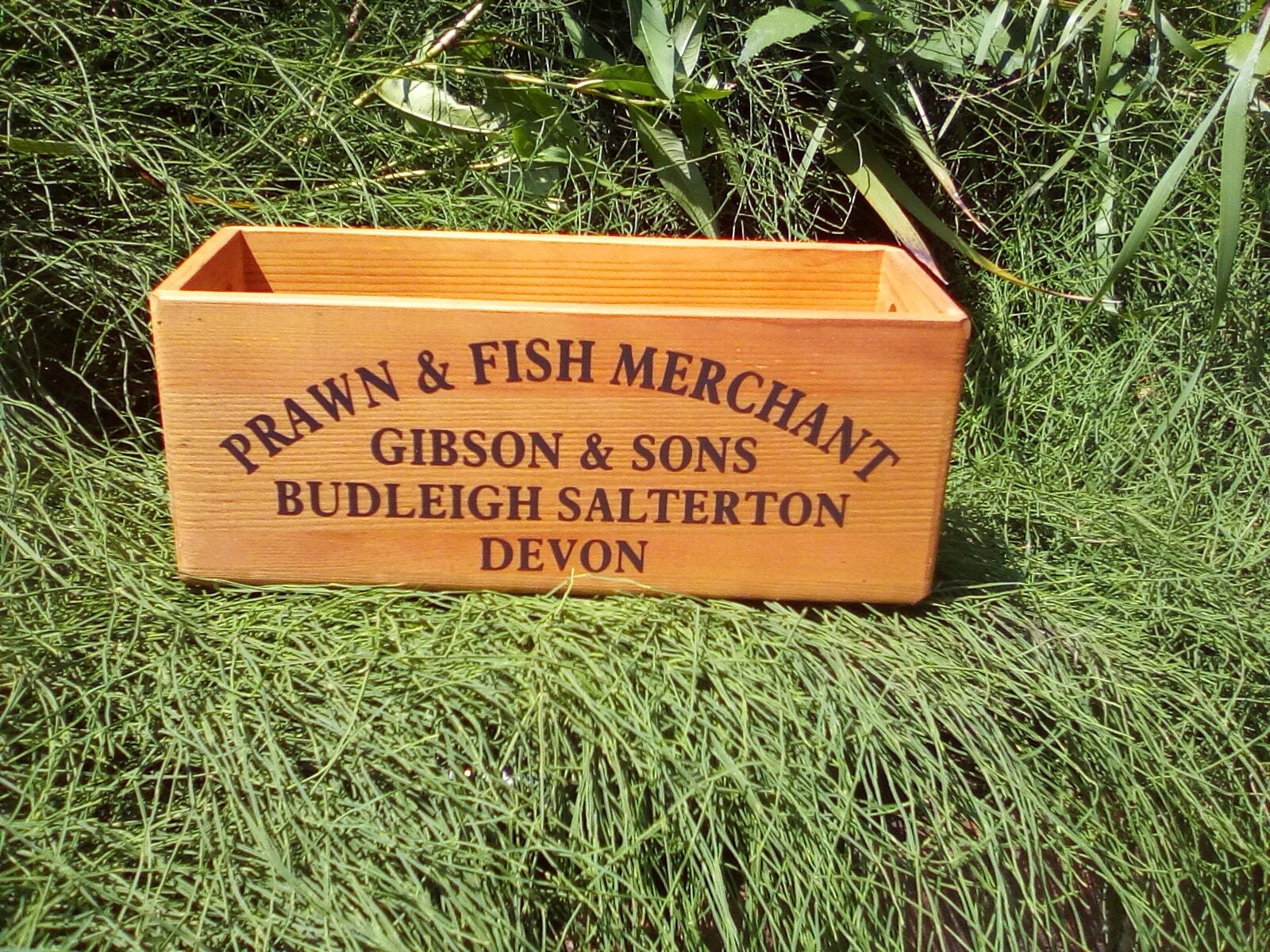 Seafood Themed Antique Style Wooden Box PRAWN & FISH MERCHANT Gibson ...