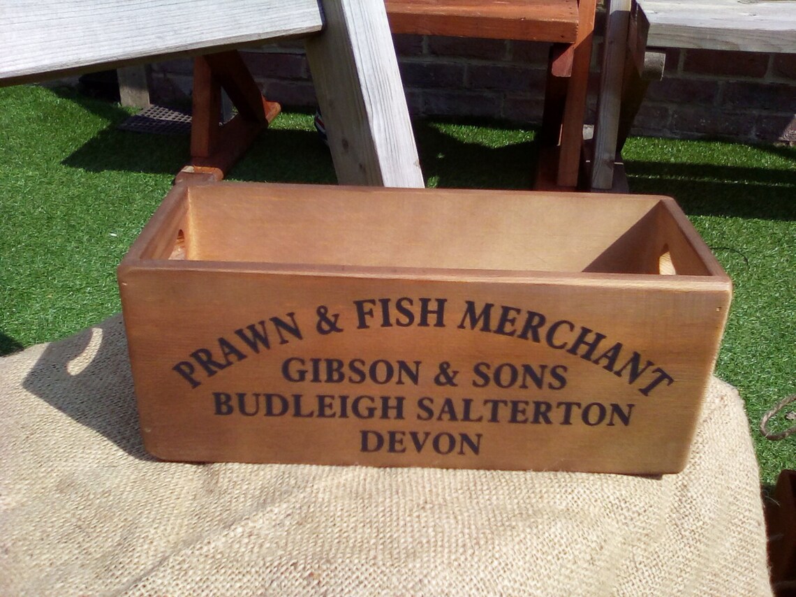 Seafood Themed Antique Style Wooden Box PRAWN & FISH MERCHANT - Etsy UK
