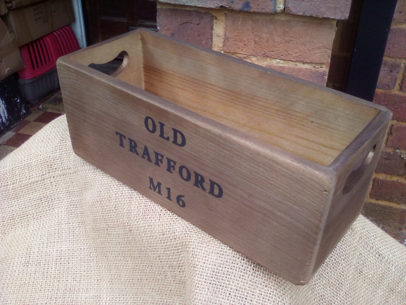 OLD TRAFFORD M16 Wooden Storage Box With Cut Out Handles. - Etsy UK