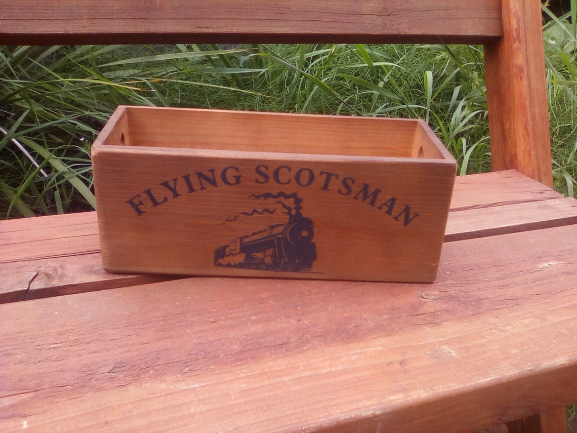 STEAM TRAIN Themed Antique Style Box With Cut Out Handles. - Etsy UK