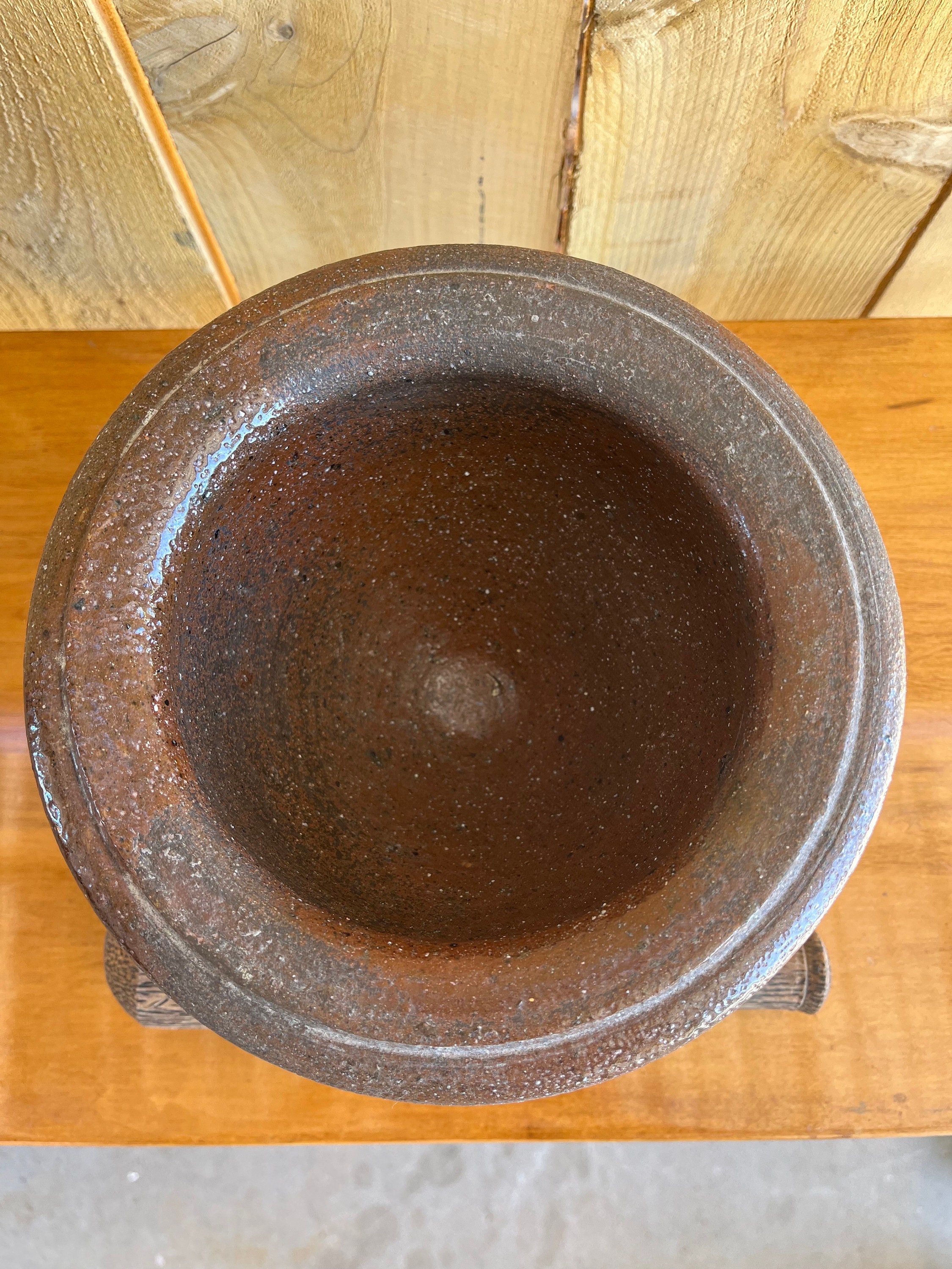 Vintage Large Primitive Terracotta Mortar & Wood Pestle - Etsy