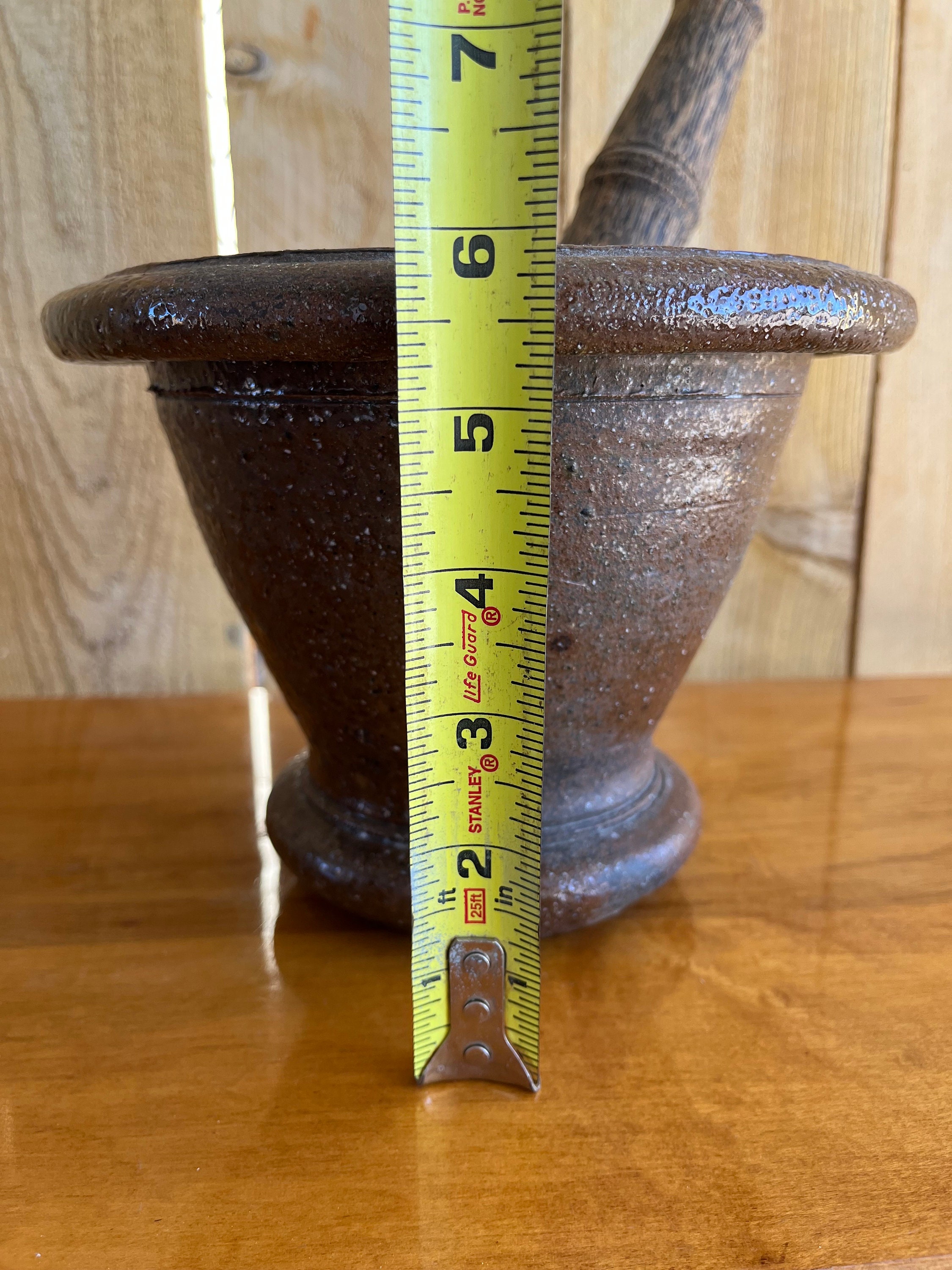 Vintage Large Primitive Terracotta Mortar & Wood Pestle - Etsy