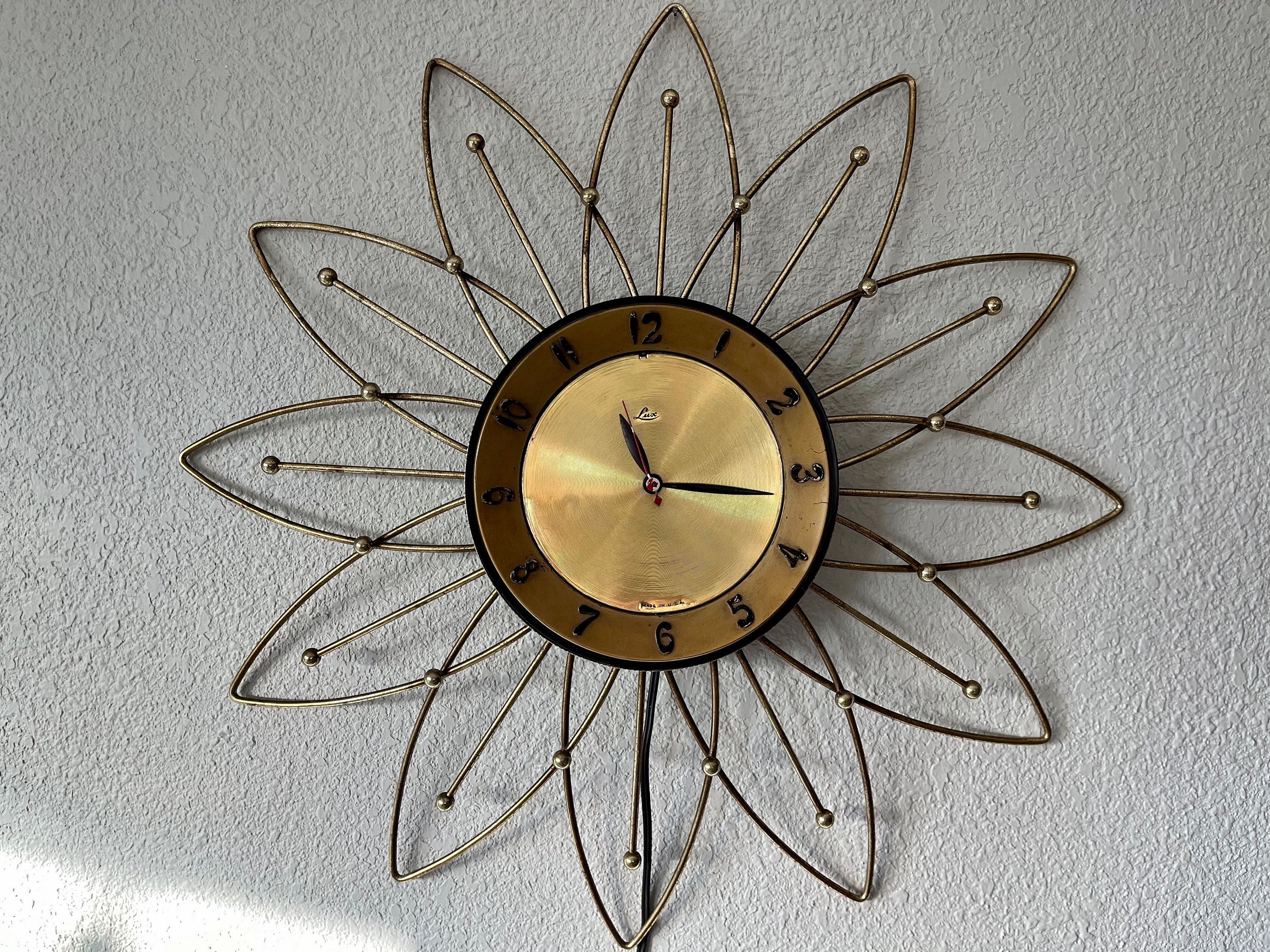 Vintage Mid-century Modern Starburst Wall Clock by Lux, Atomic Wall ...