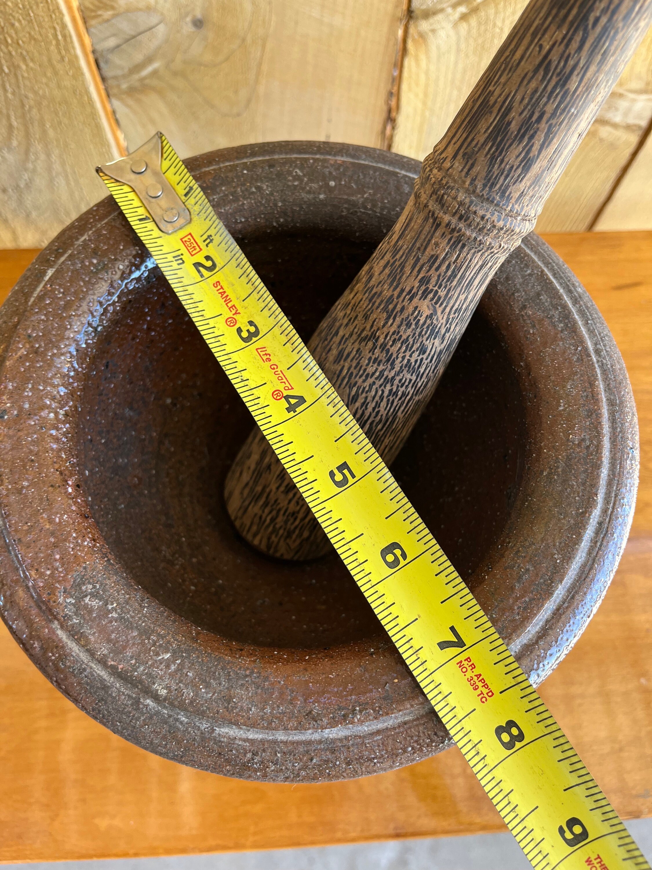 Vintage Large Primitive Terracotta Mortar & Wood Pestle - Etsy