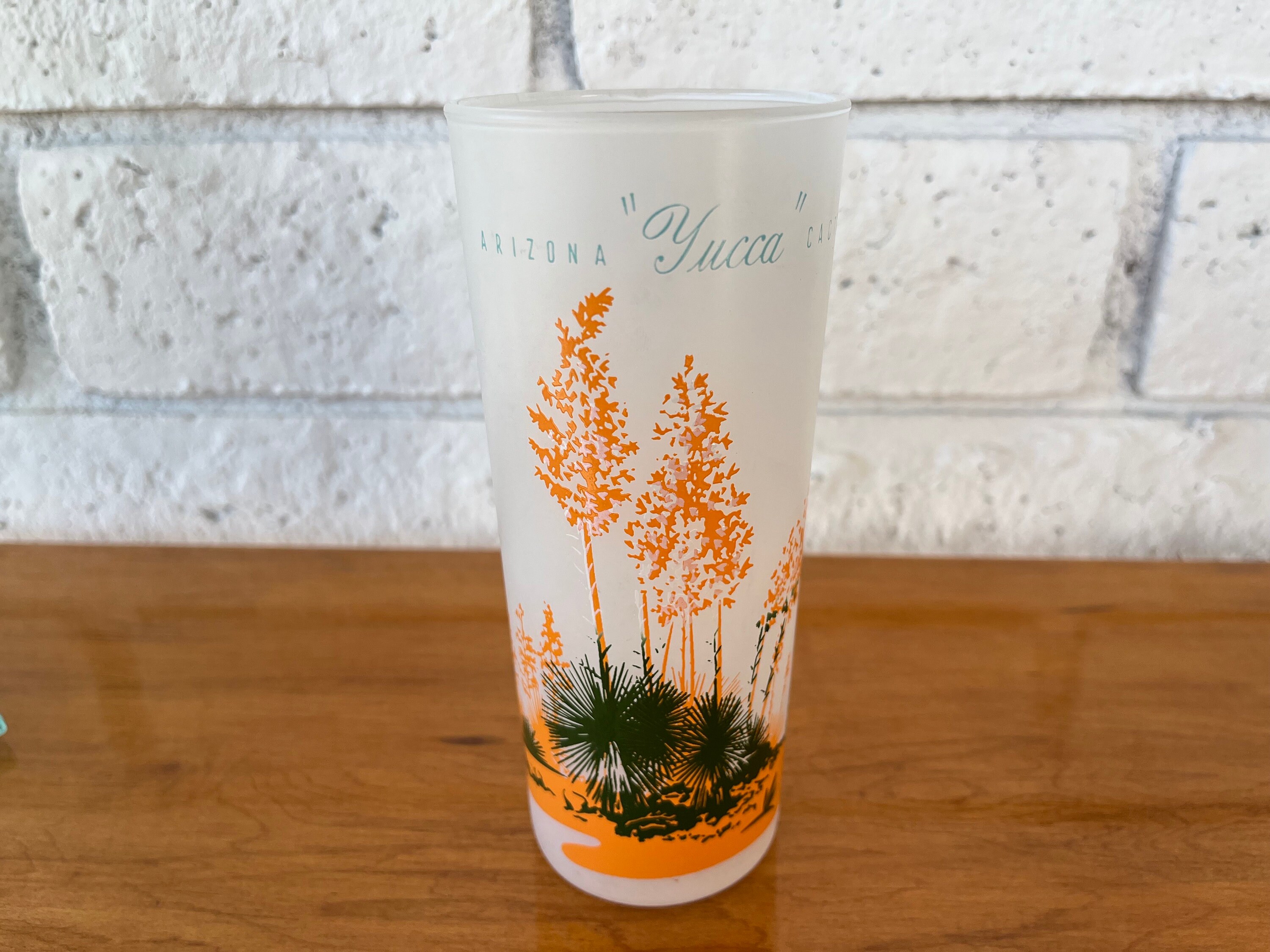 Vintage Mid Century Set of 4 Blakely Arizona Frosted Cactus Glassware ...