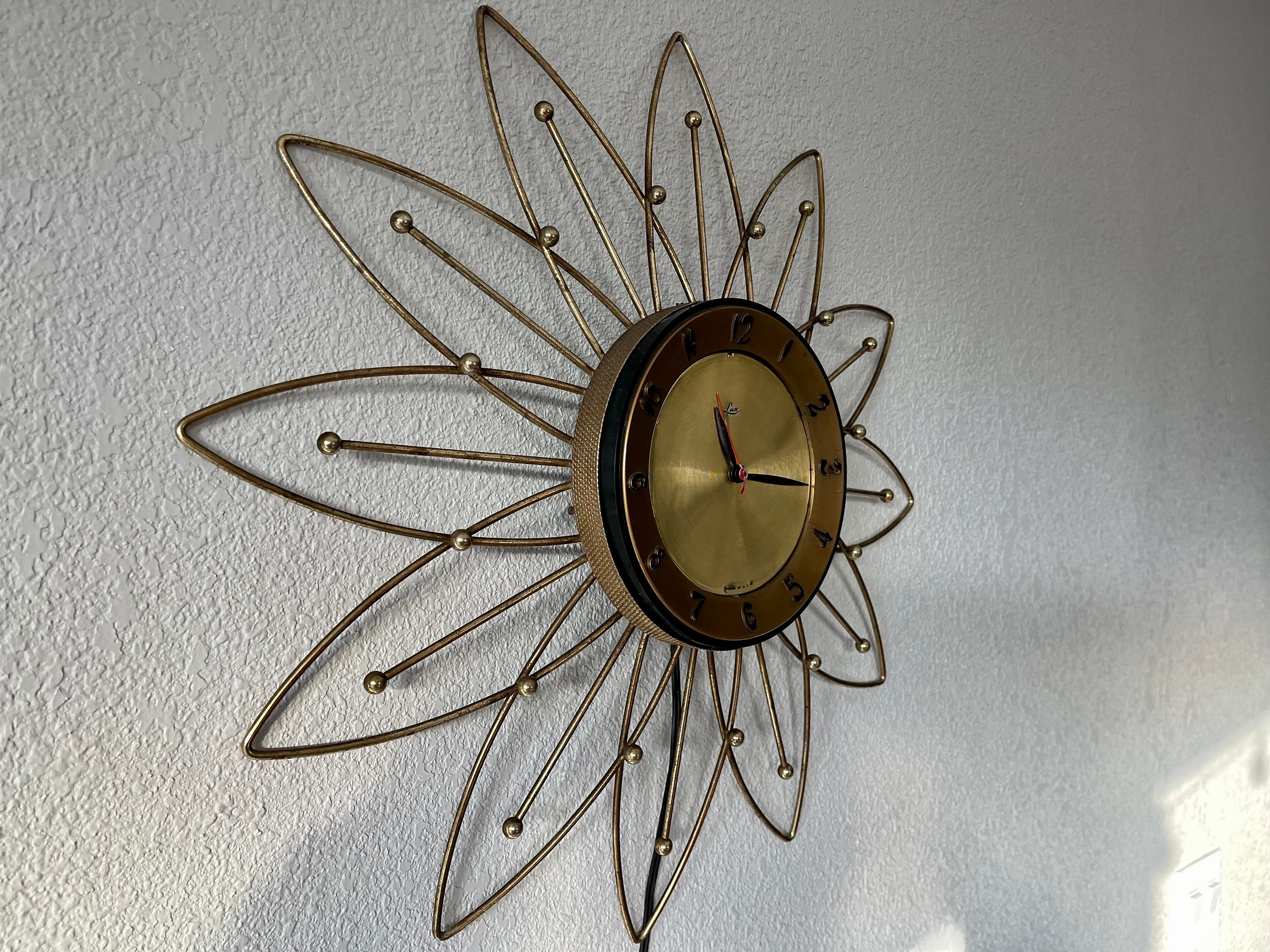 Vintage Mid-century Modern Starburst Wall Clock by Lux, Atomic Wall ...