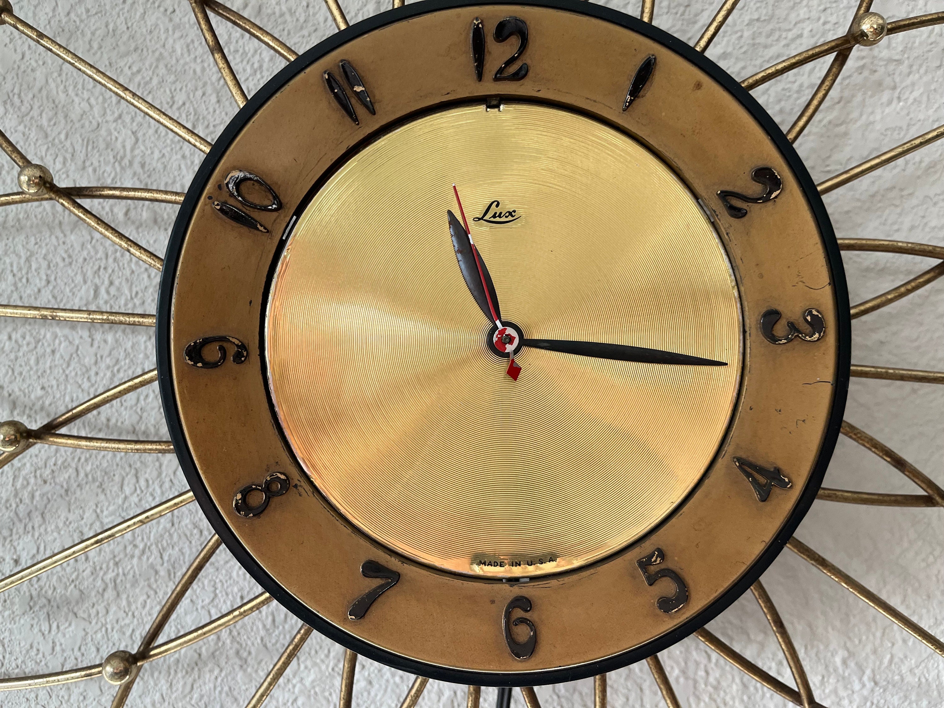 Vintage Mid-century Modern Starburst Wall Clock by Lux, Atomic Wall ...