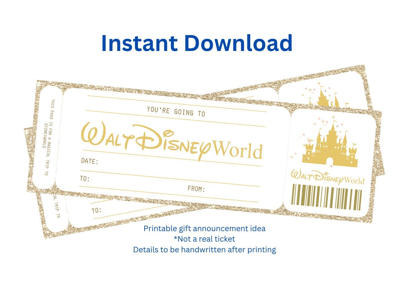 Printable Ticket to Disneyworld, Surprise Gift, Birthday Gift INSTANT ...