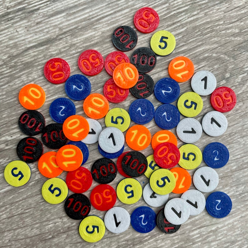 Game Damage/money Tokens (48 Piece Set) With Dice and Storage Case - Etsy