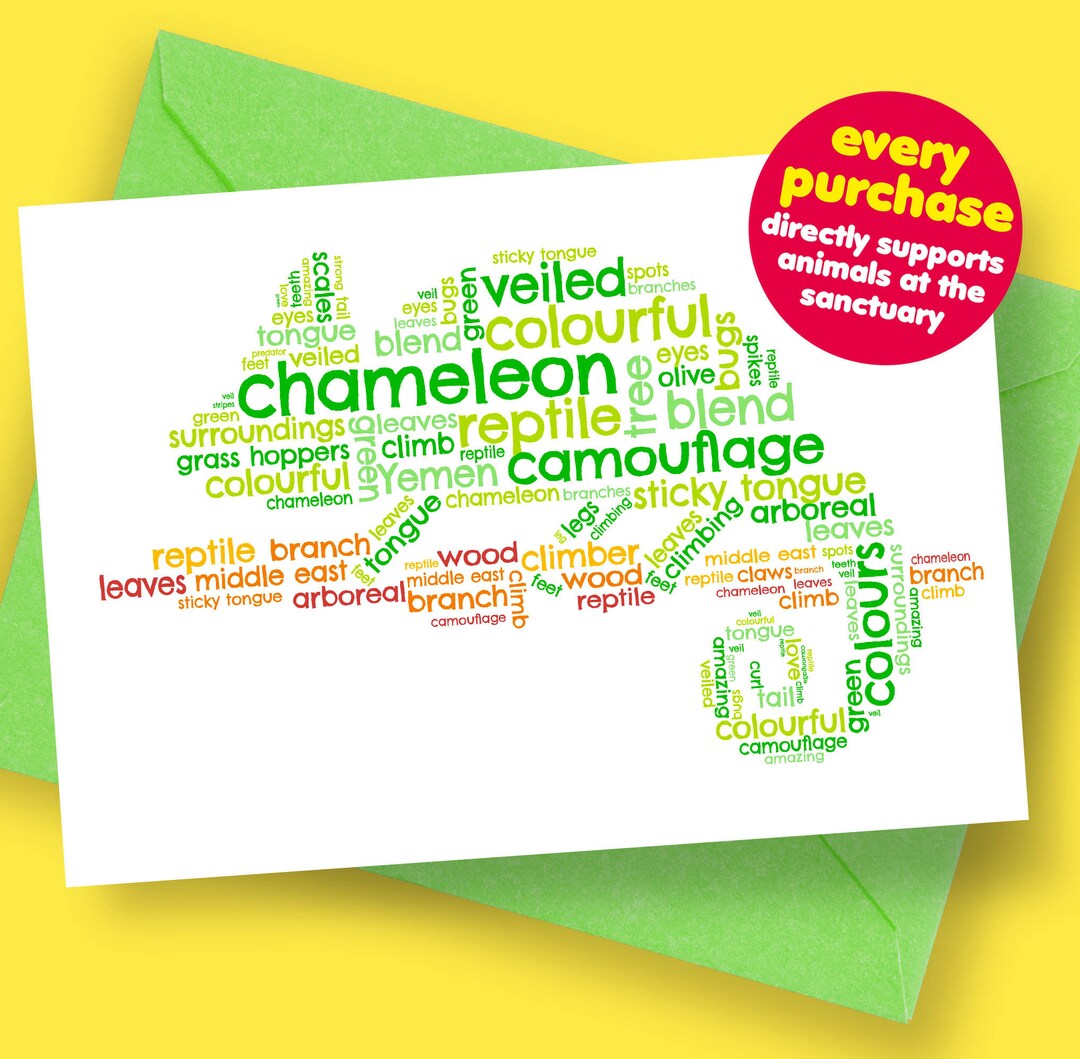 Personalised CHAMELEON Card Word Art Card With FREE POSTAGE - Etsy UK