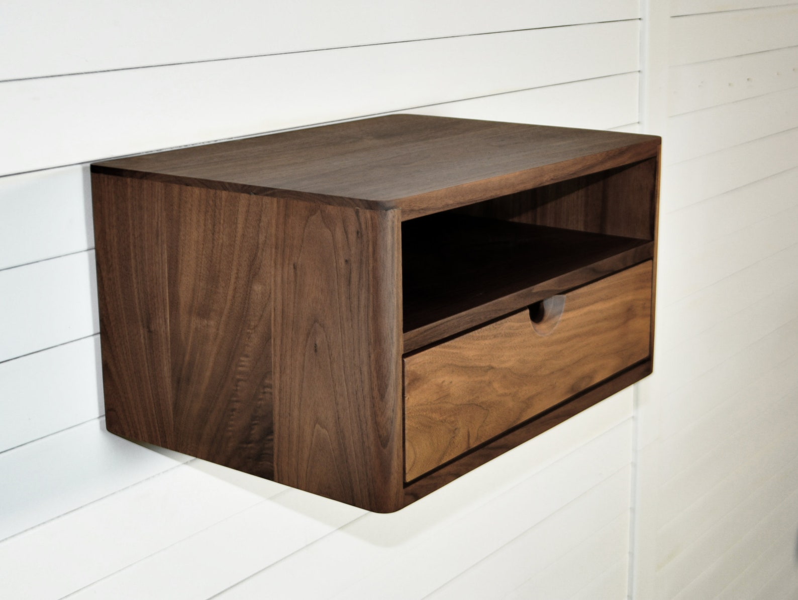Floating Nightstand in Solid Walnut Wood With Drawer - Etsy