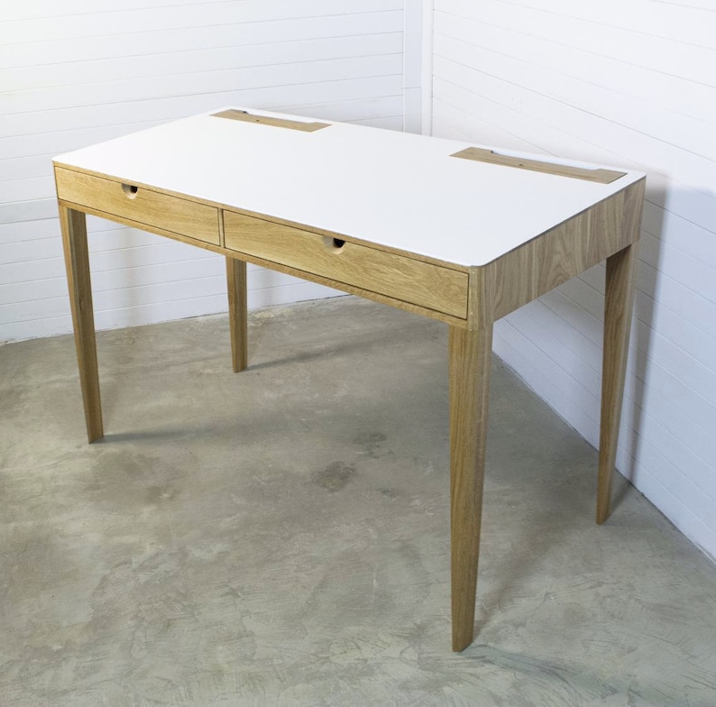 Solid Wood Desk Mid Century Modern Office Desk in Oak Wood - Etsy