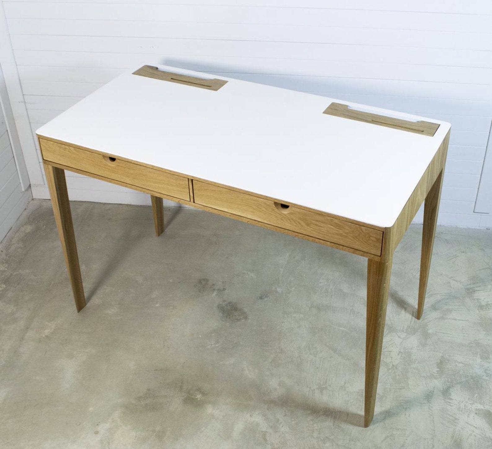 Solid Wood Desk Mid Century Modern Office Desk in Oak Wood - Etsy