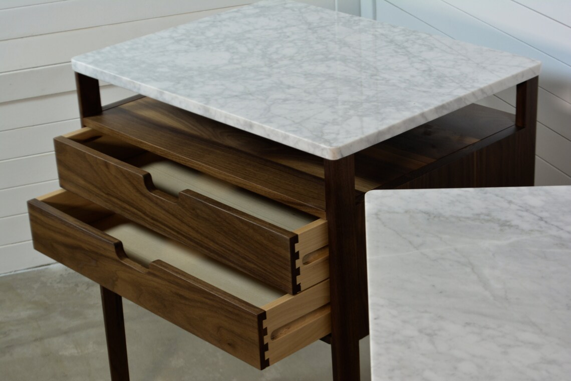 Large Bedside Table Pair Nightstand With Two Drawers and a | Etsy