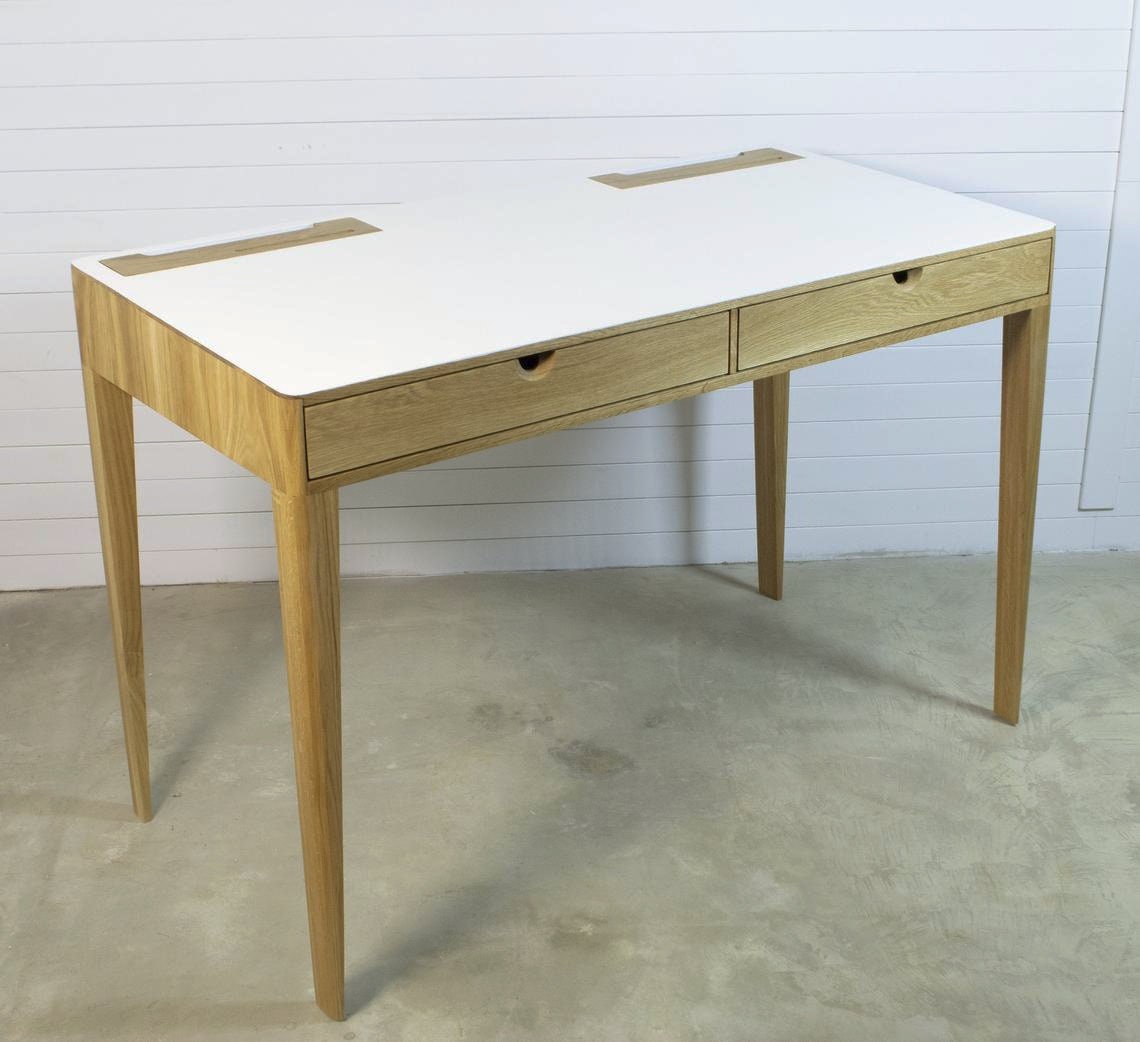 Solid Wood Desk Mid Century Modern Office Desk in Oak Wood - Etsy