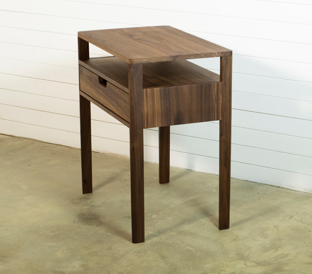 Bedside Table in Solid Walnut Wood - Etsy