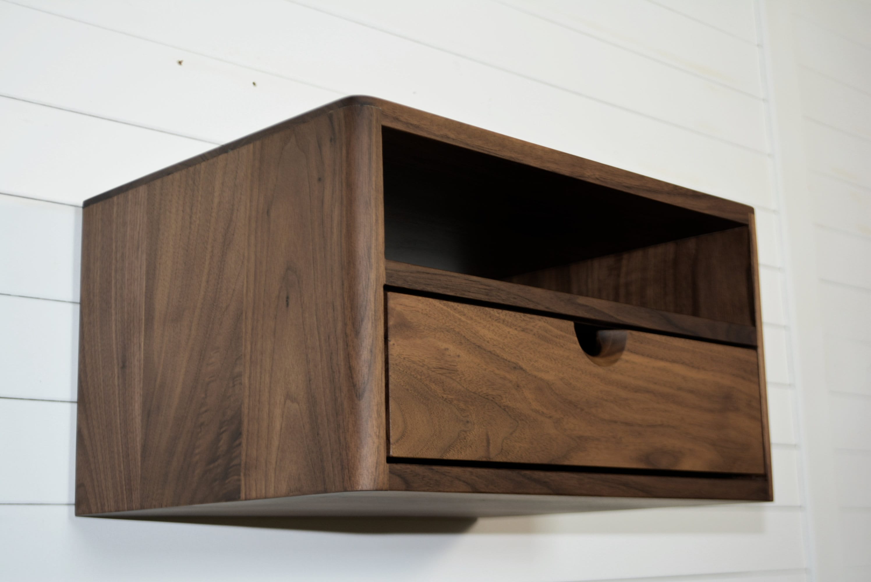 Floating Nightstand in Solid Walnut Wood With Drawer - Etsy