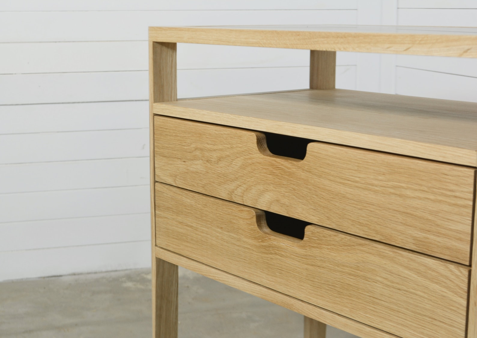 Pair of Nightstands in Solid Oak Wood and Smoked Glass Top - Etsy