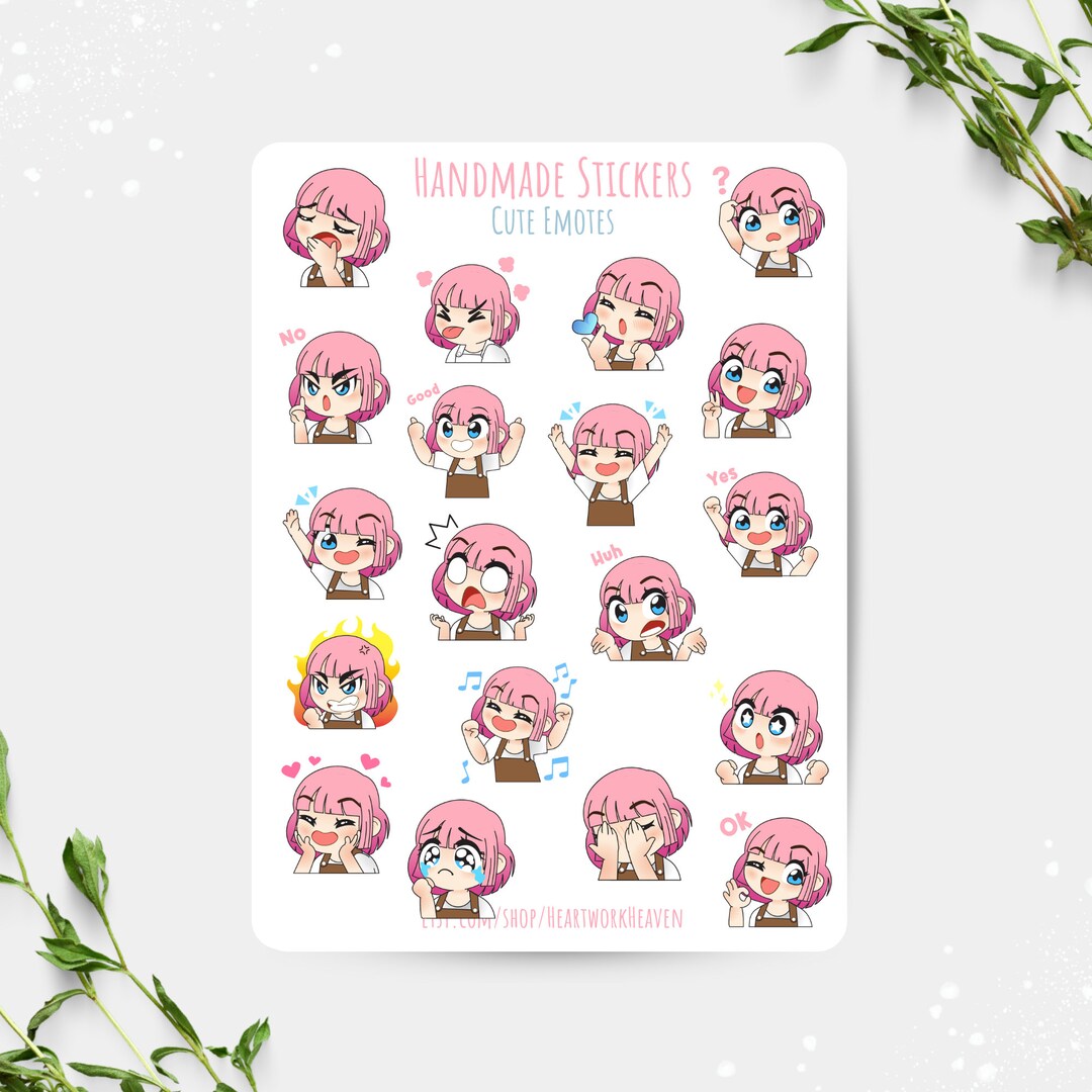 Sticker Sheet Emotes Scrapbook Chibi Anime Cute Vinyl - Etsy