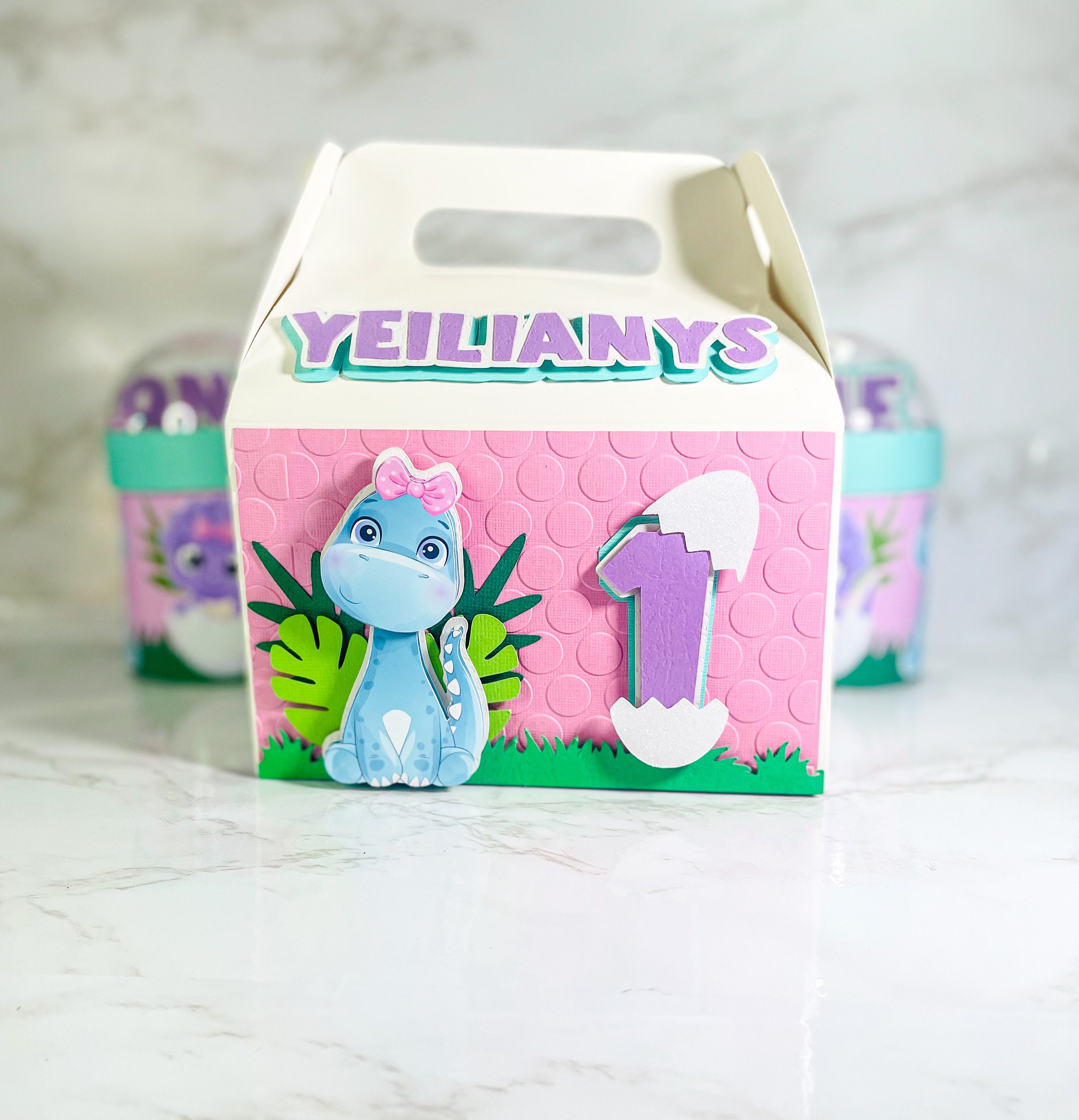 Dinosaur Girl Favor Box/ Girly Dinosaur Box/ Dinosaur Birthday ...