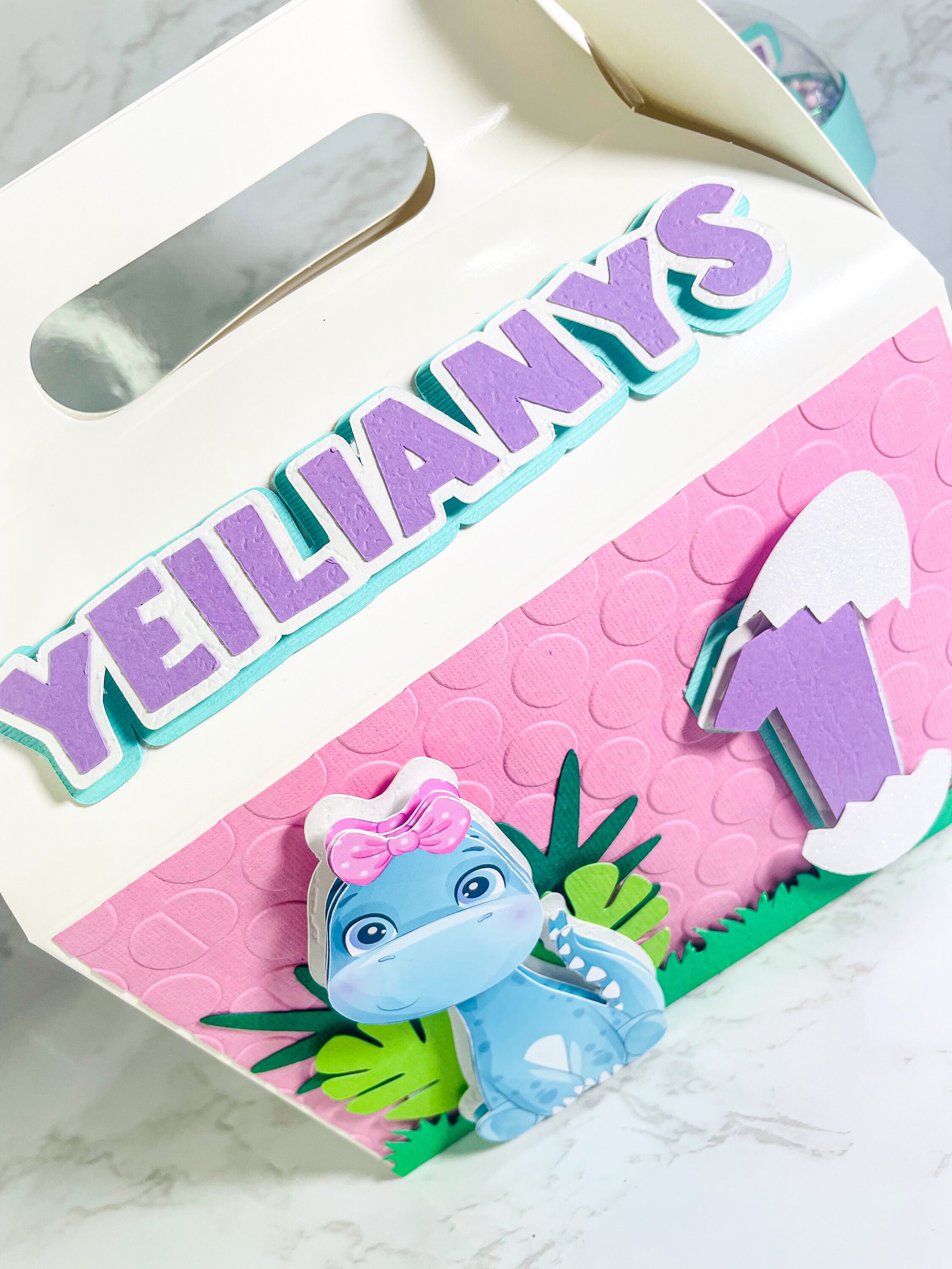 Dinosaur Girl Favor Box/ Girly Dinosaur Box/ Dinosaur Birthday ...