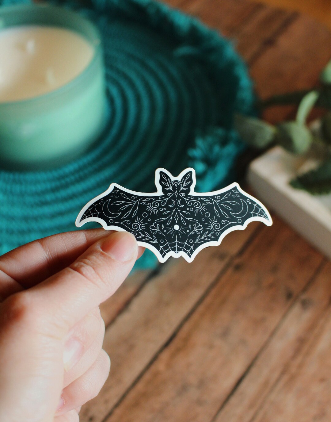 Black Bat Sticker, Floral Bat, Halloween, Spooky Season - Etsy